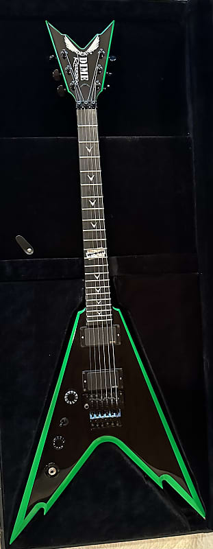 Dean Dime Razorback Left handed 2015 - Black/Green | Reverb