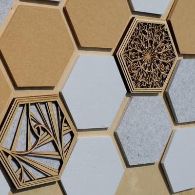 Acoust-Hex - Wood Hexagon Sound Diffuser Acoustic Wall Panel | Reverb