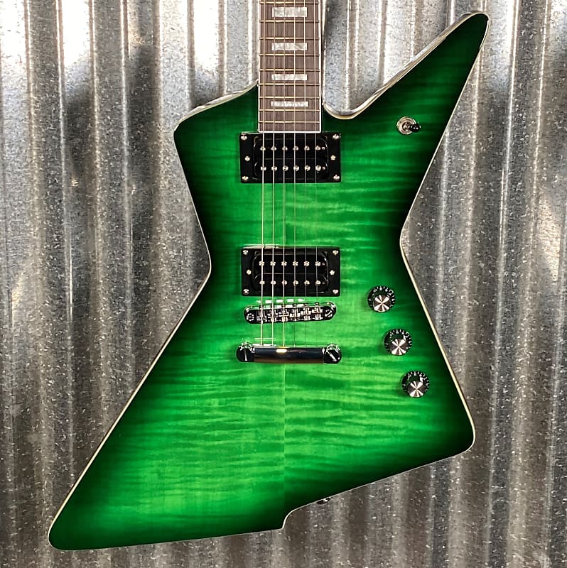 Westcreek Revenge Explorer Flame Transparent Green Burst | Reverb