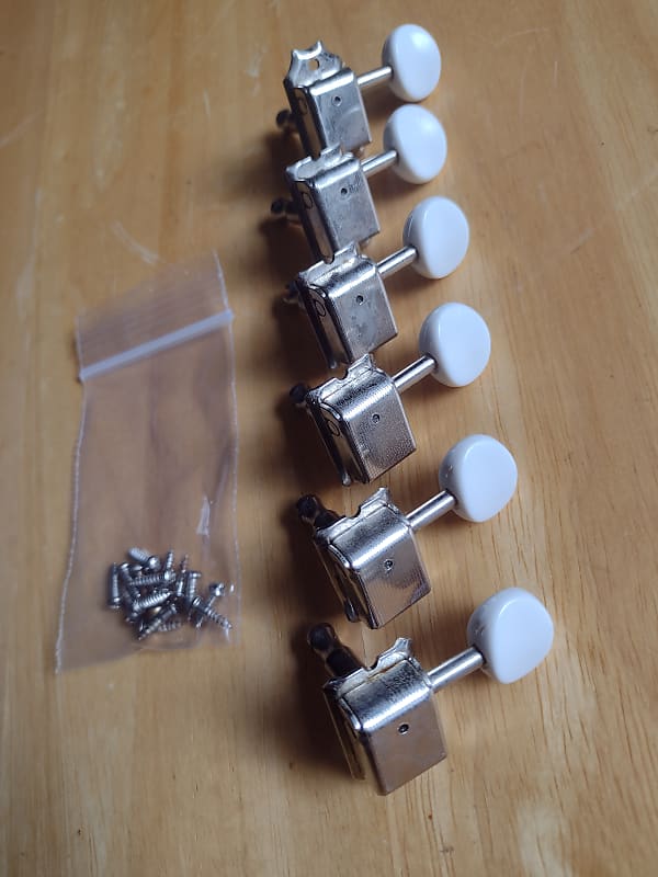 Gotoh White Button Vintage 6 Inline Tuners for Fender - | Reverb
