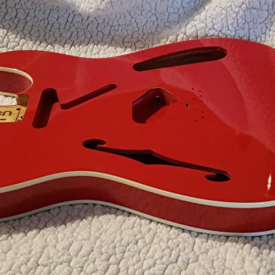 My last USA made double bound,fiesta red Thin line Tele body. | Reverb
