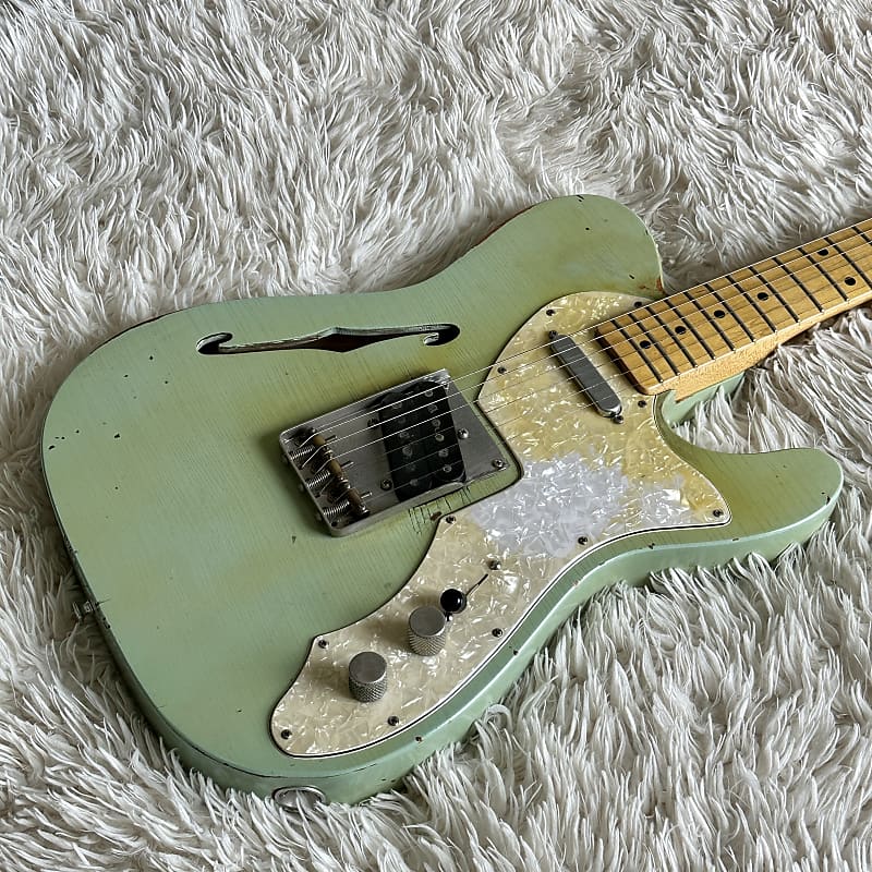 Fender MIJ Thinline Telecaster Surf Green Electric Guitar | Reverb