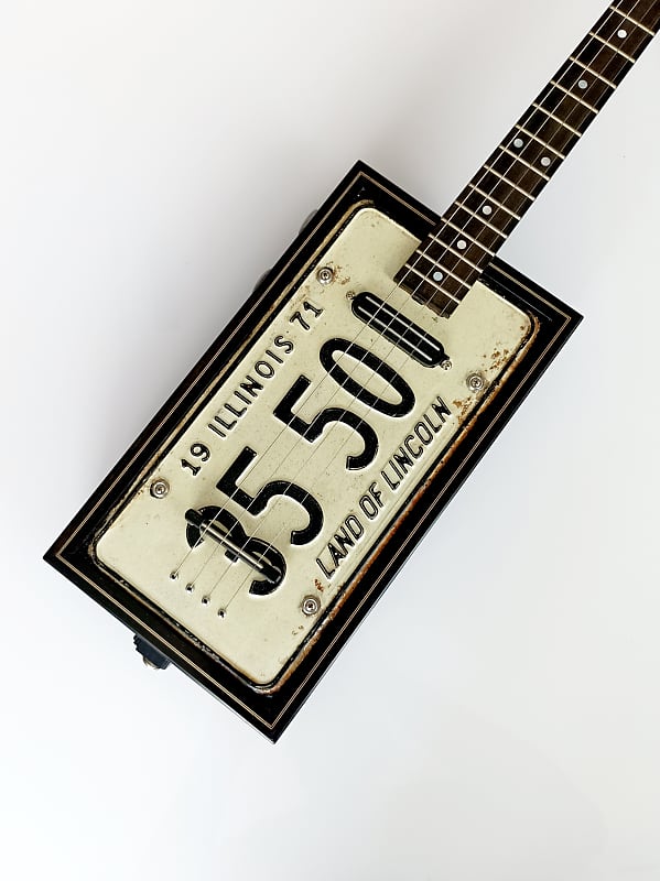 4-string handmade license plate resonator Cigar Box Guitar | Reverb