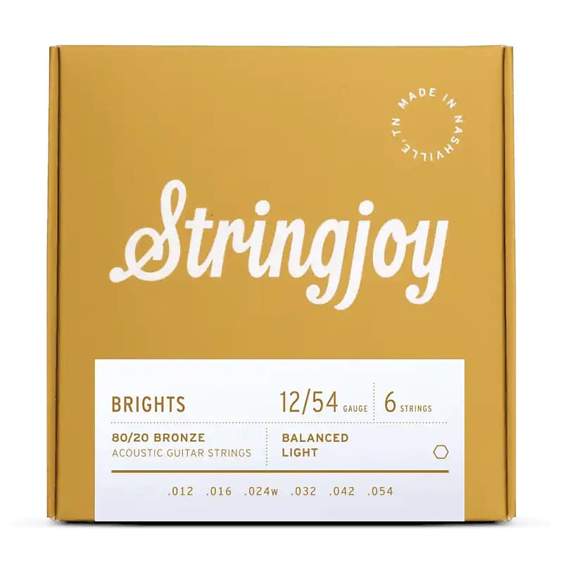 Stringjoy 12-54 Light Gauge Brights - 80/20 Bronze Acoustic | Reverb