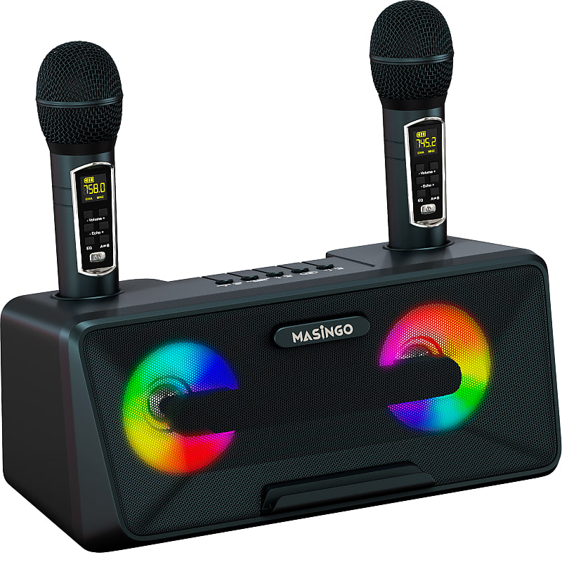 MASINGO Karaoke Machine for Adults and Kids with 2 UHF | Reverb
