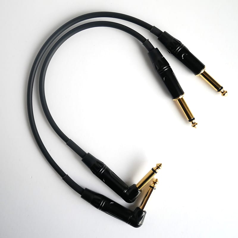 2 Pc New 8 Inch Patch Cables, Mogami 2319, Black Gold | Reverb