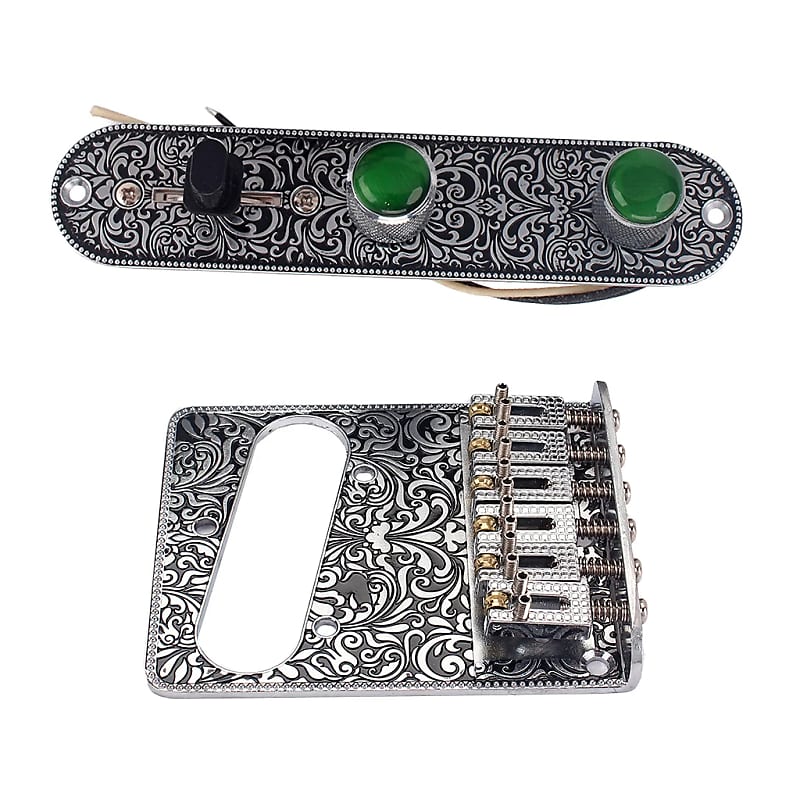 Silver Engraved Tele Style Guitar Loaded Control Plate with | Reverb