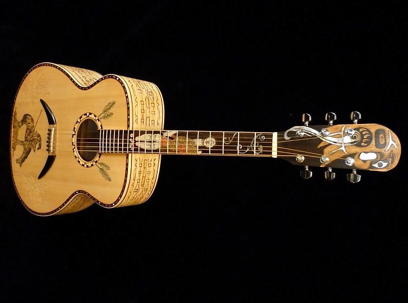 Blueberry Handmade Jumbo Acoustic Guitar Native Motif | Reverb Canada