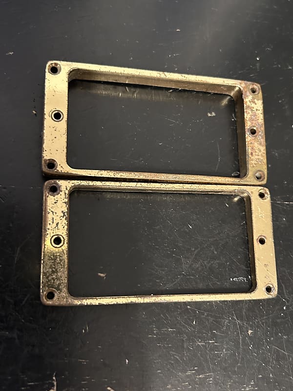 Unmarked heavy brass h/b pickup rings set 70s-80s well-worn | Reverb