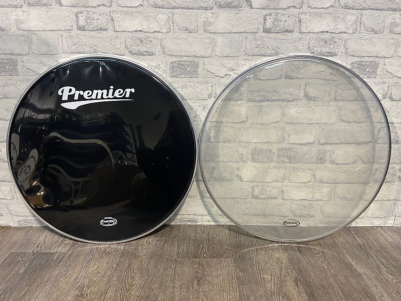 Premier Everplay Bass Drum Heads Skins Set Of 2 22” #FE59 | Reverb UK