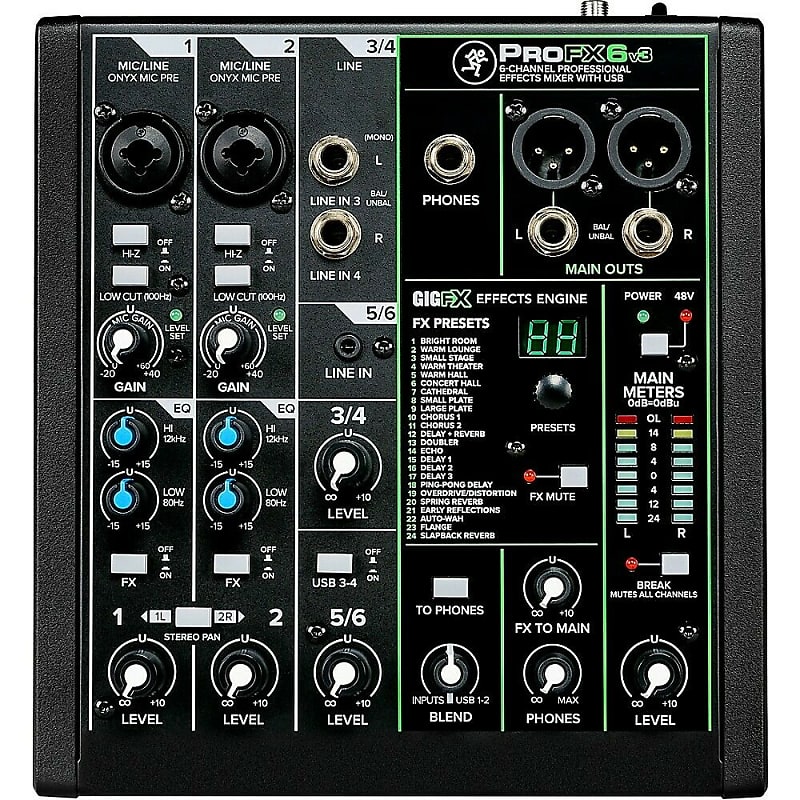 Mackie ProFX6v3 6-Channel Professional Effects Mixer with USB | Reverb