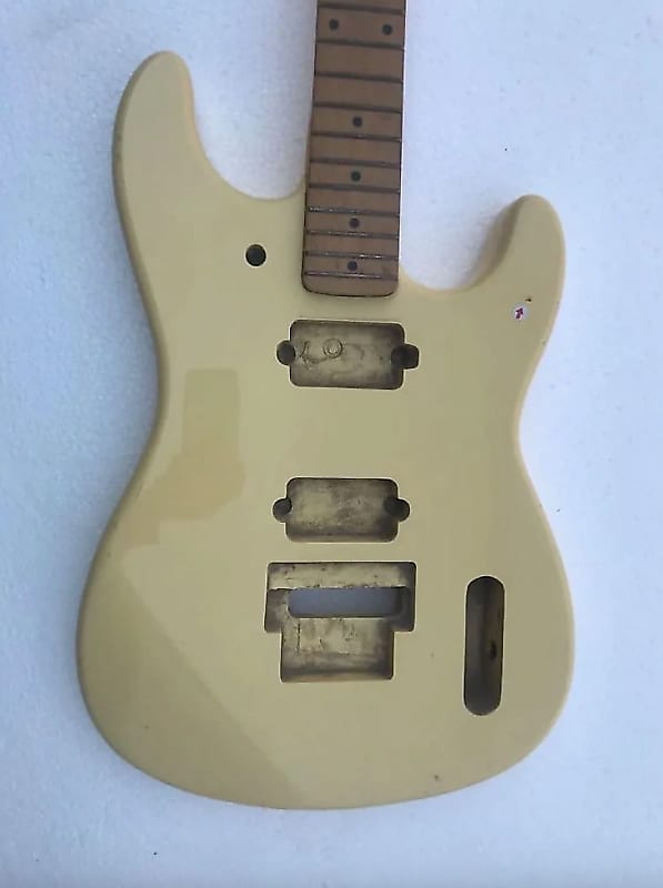 Glossy Cream Guitar Solid Body with Maple Neck and Fretboard | Reverb