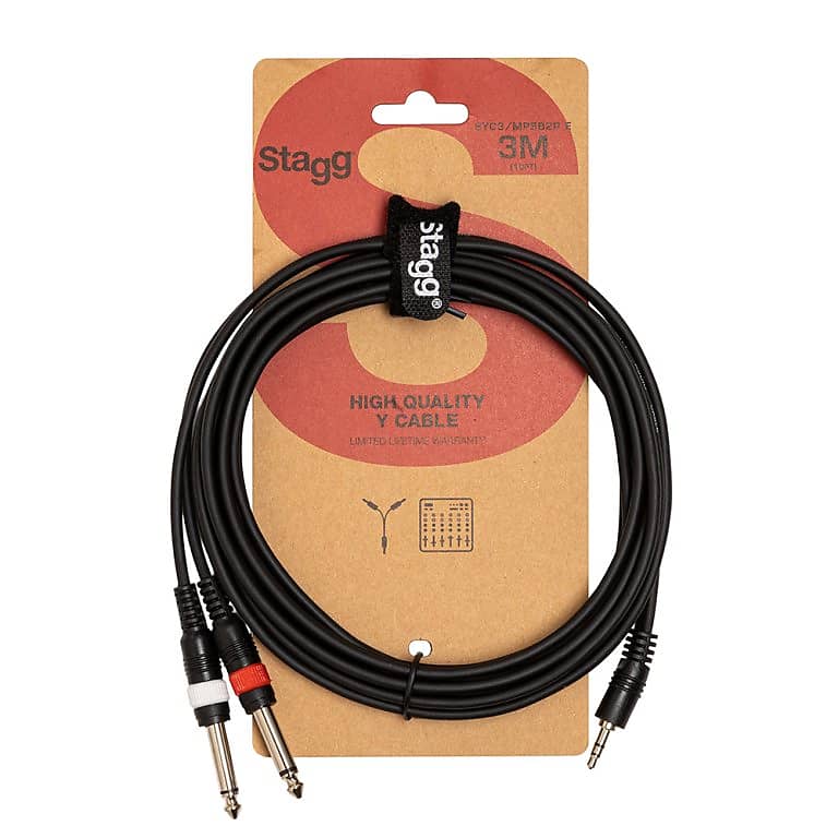 Stagg 3m Mini Stereo Jack - 2 Mono Jacks Audio Cable | Reverb