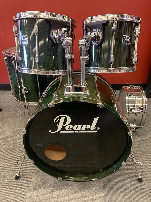 Pearl Export 5 Piece Drum Set w/ Pedal 1990’s Green Lacquer | Reverb