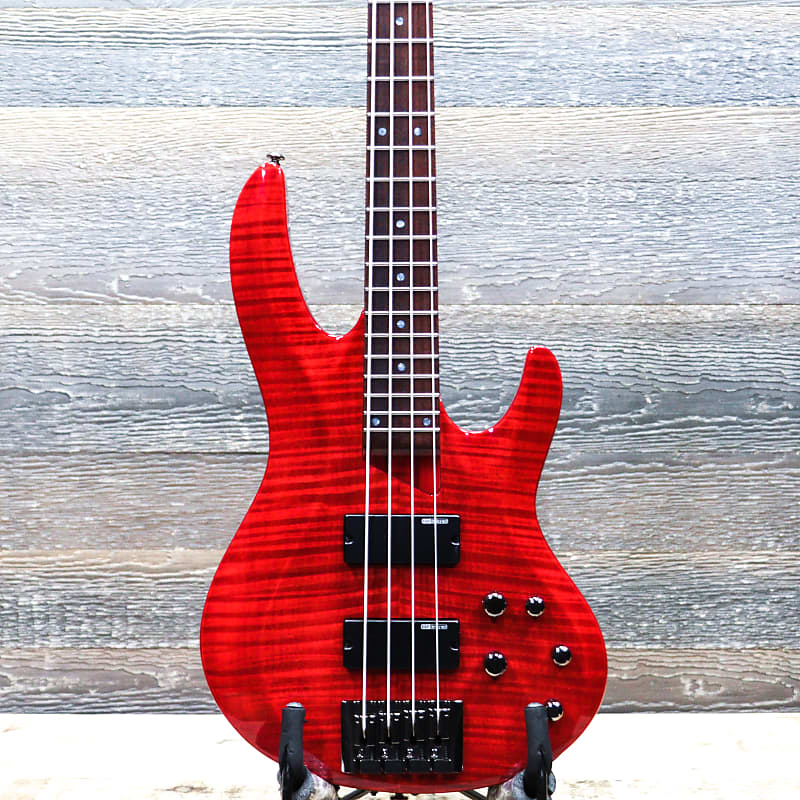 ESP LTD B-204FM See Thru Red ESP Designed Pickups 4-String | Reverb