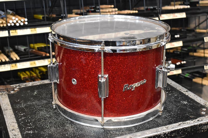 Vintage 60's Rogers Tower 8" x 12" Rack Tom in Red Sparkle | Reverb