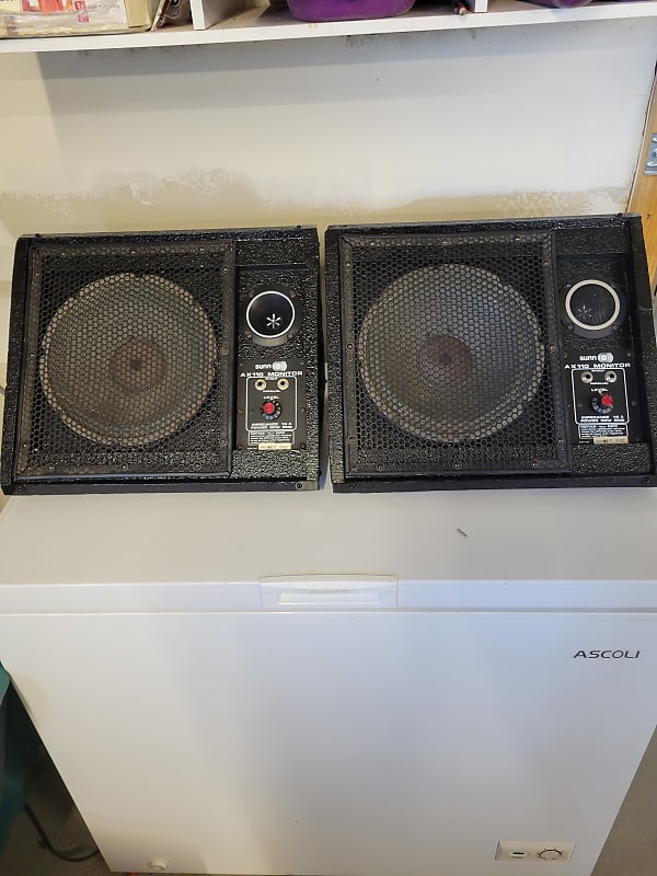 Pair Sunn AX 110 Monitor 1987 - Black Passive 50 watt 16 ohm | Reverb