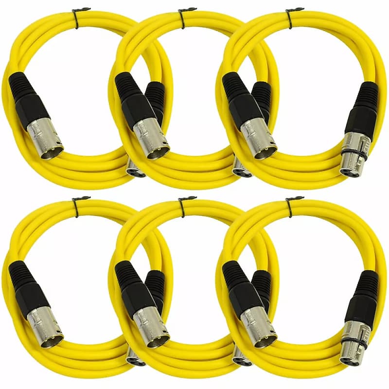 (6 Pack) 6' Xlr Patch Cables Snake - Yellow | Reverb