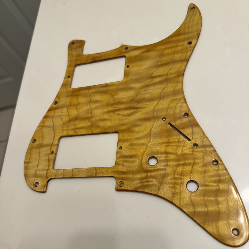 Flame Maple Wood HH Stratocaster Pickguard - Vintage Tint | Reverb