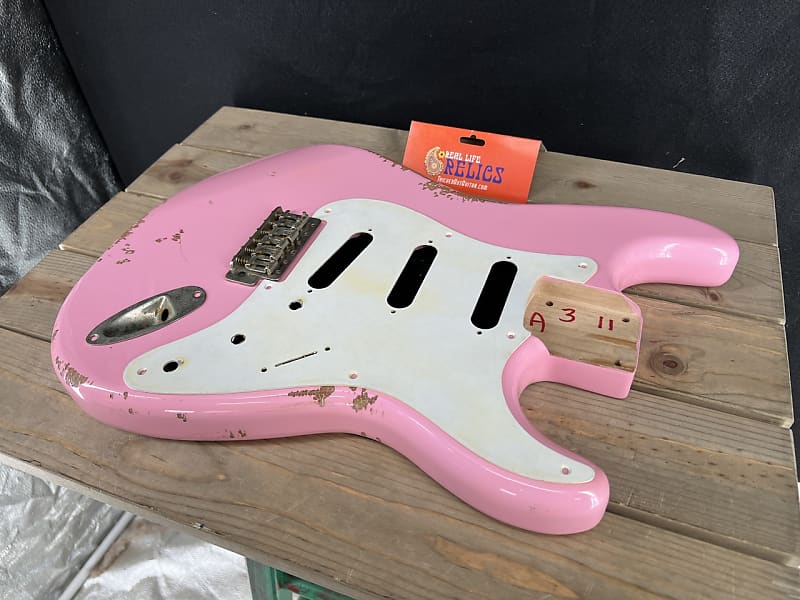 Real Life Relics Strat® Body Aged Shell Pink Nitro | Reverb