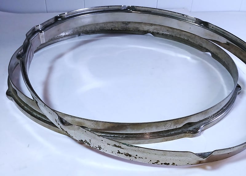 15" - 8 Lug Nickel over Brass Snare Rims / Leedy? | Reverb