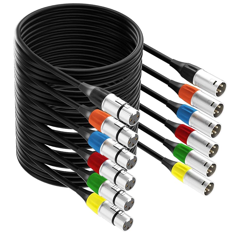 XLR to XLR Microphone Cable, 6-Pack Multi-Colored XLR Male to | Reverb