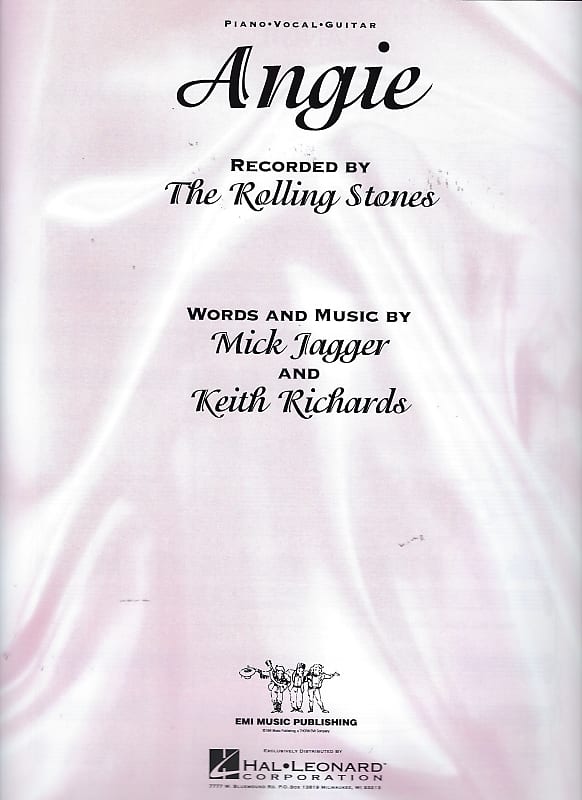 Rolling Stones Angie Sheet Music | Reverb