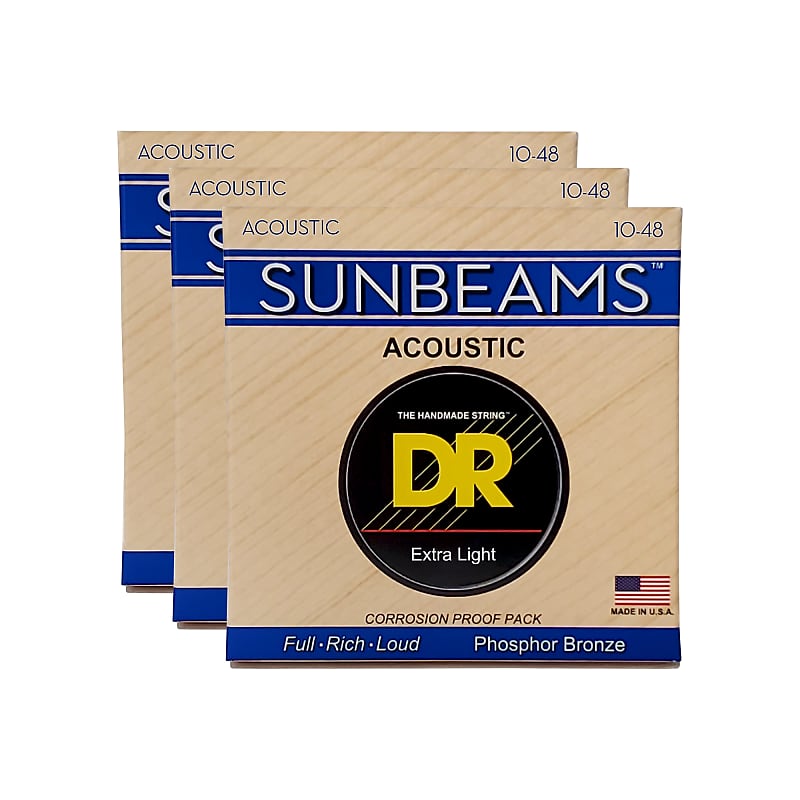 DR Strings Sunbeam Acoustic Extra Light 10-48 3 Pack Bundle | Reverb