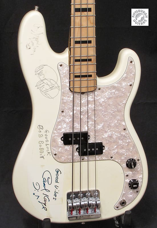 Fender Precision Bass, White, Signed by Carol Kaye, Marcus | Reverb