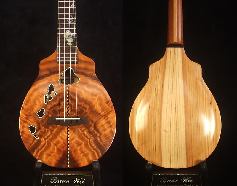 Bruce Wei Handmade Solid Carved ArchBack Curly Acacia, | Reverb