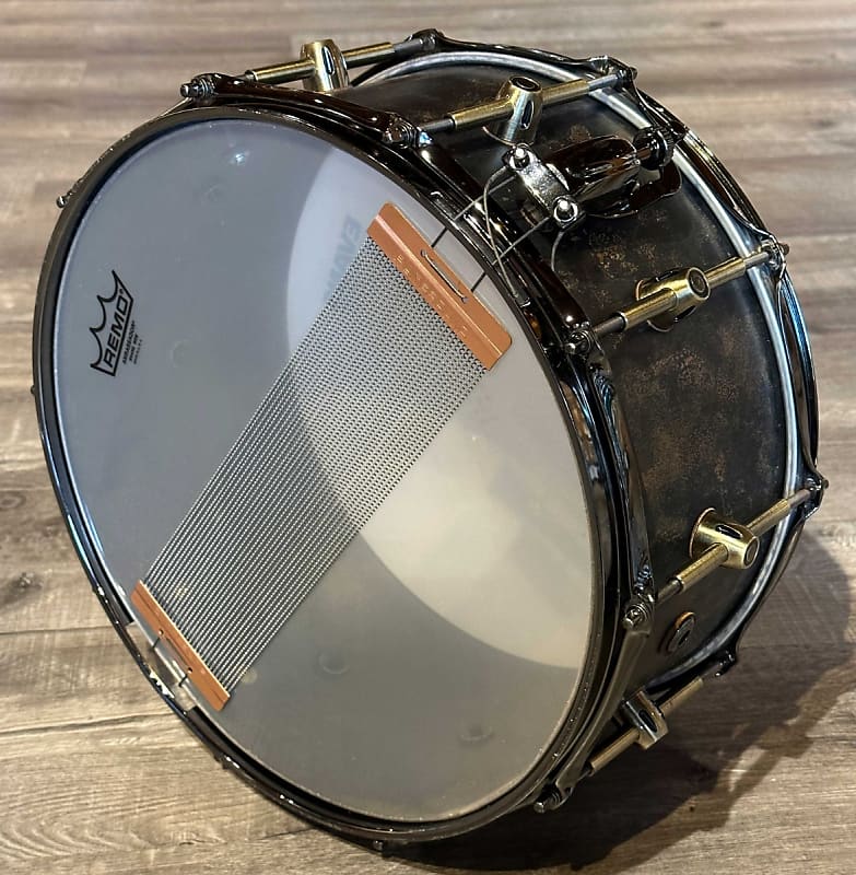 Used HHG Drums Raw Steel Snare Drum 14x7 Oxide Patina | Reverb