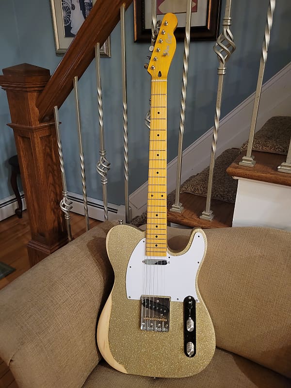JIm Cat Telecaster Gold Glitter | Reverb