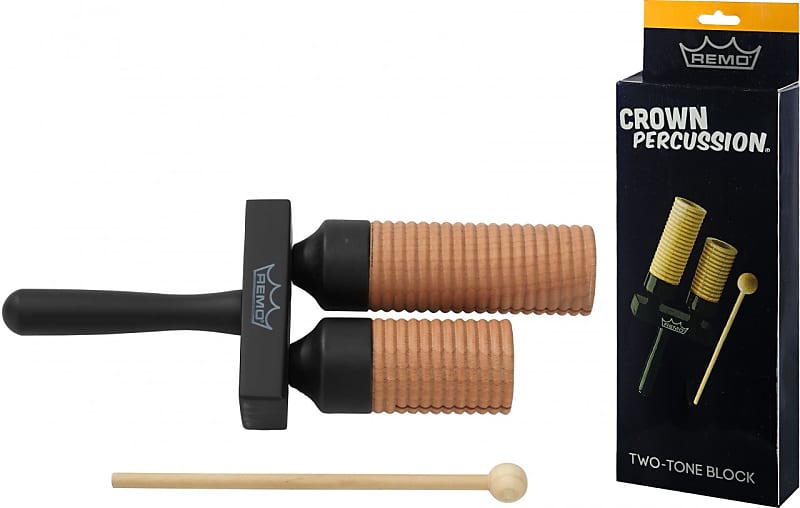 Remo CR-P004-00 - Agogô à deux tons en bois, avec maillet, | Reverb