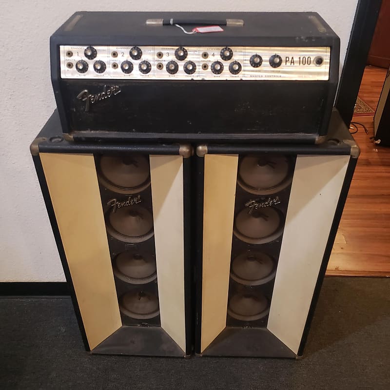1970s Fender PA-100 w/ Fender 4x 8" Speaker Column 4 SPEAKERS | Reverb