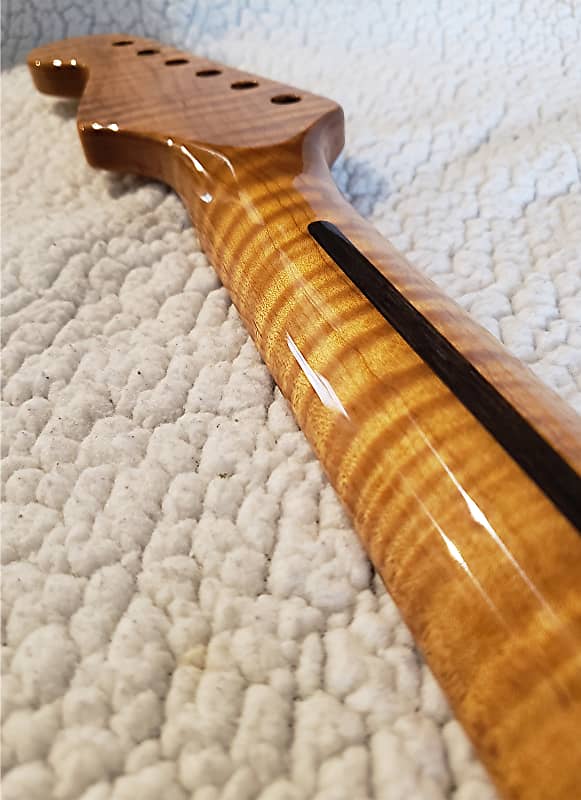 Beautiful USA Roasted flame maple neck & fingerboard.Hidden | Reverb