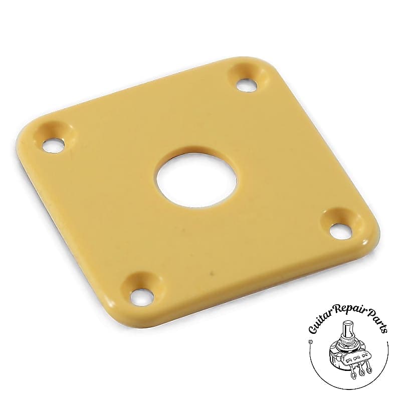 Square Contoured Plastic Jack Plate For Les Paul - Cream | Reverb