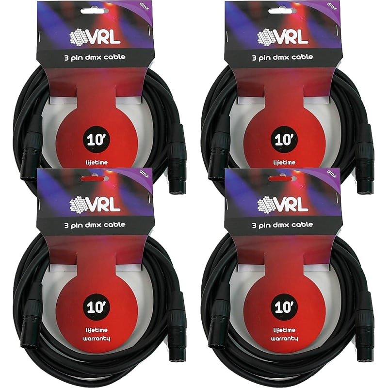 4-Pack VRL DMX 3-Pin Pro Lighting Effects Stage DJ Data | Reverb