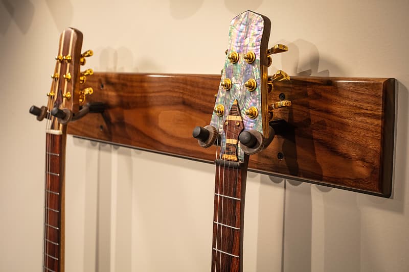 Luxury Guitar Hanger - Black walnut - Instrument wall display | Reverb