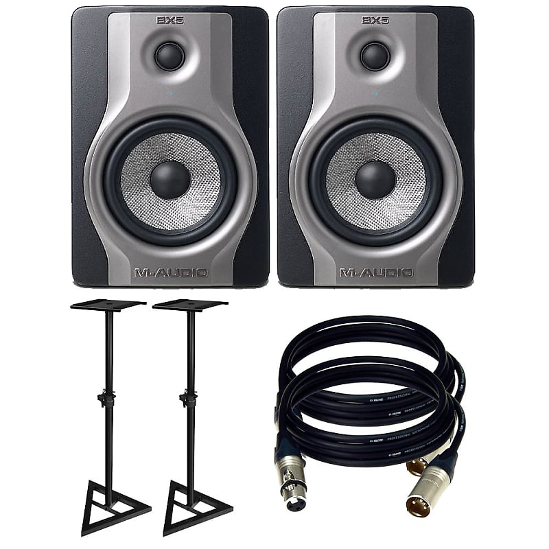 M-Audio BX5 Carbon Black Studio Monitor with Free 2 stand and | Reverb