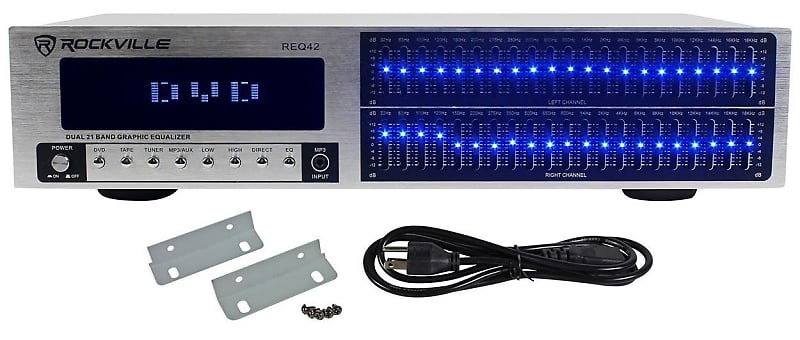 Rockville REQ42-S Silver 19" Rack Mount 2x21 Band Equalizer | Reverb