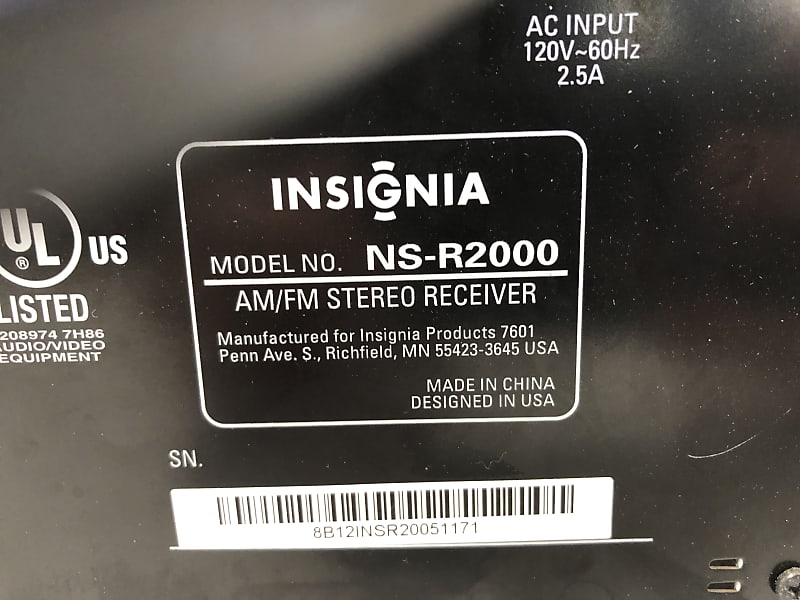 Insignia NS-R2000 Receiver HiFi Stereo 2 Channel Phono AM/FM | Reverb