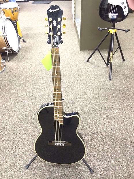 Epiphone SST Black Chambered Acoustic Electric Guitar | Reverb
