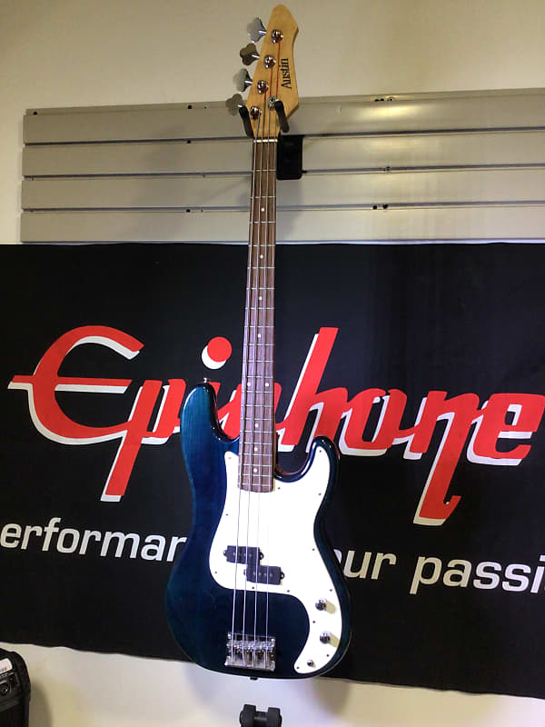 Austin Bass Guitar Natural Blue Green | Reverb