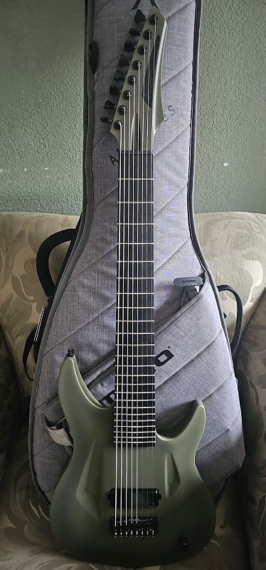 Aristides 080 Custom Shop Army Green Ghost Burst 8 string | Reverb