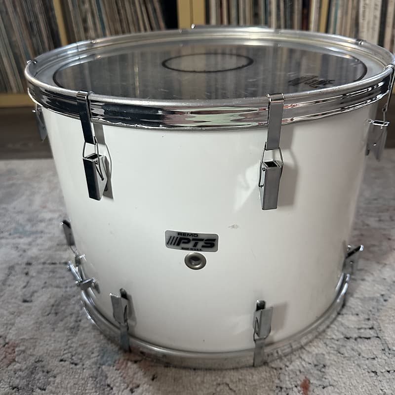 Remo 10x14” PTS Quadura snare drum 1990’s - White wrap | Reverb