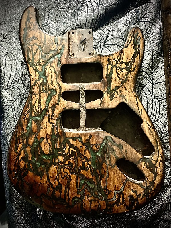 Fractal burned Hardtail Stratocaster body | Reverb