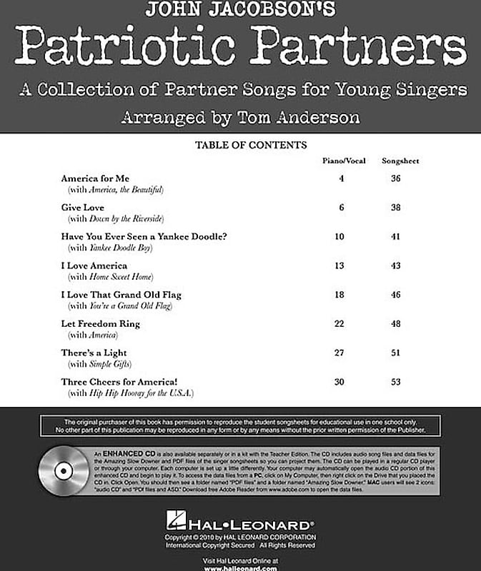 Patriotic Partners - A Collection of Partner Songs for Young | Reverb