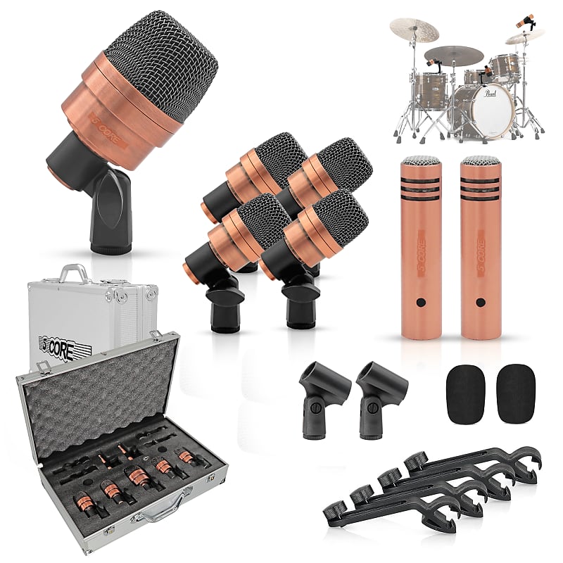 5 Core Drum Mic Kit 7 Piece Drumset XLR Wired Dynamic | Reverb