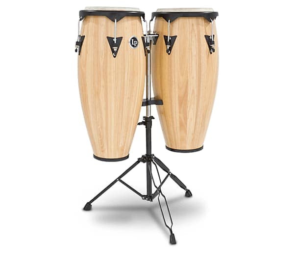 LP City Congas 10-11 Set Oak Natural Satin w. Black Double | Reverb
