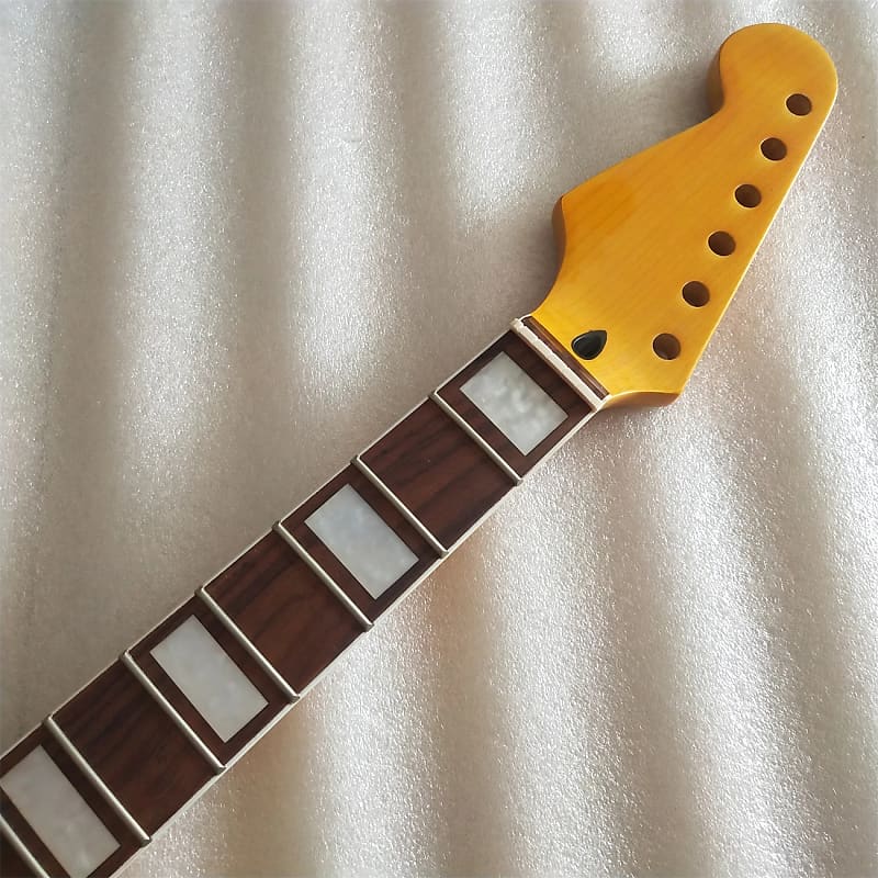 Reversed Yellow Glossy Finish Maple Wood Guitar Strat Style | Reverb